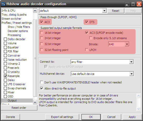 ffdshow 오디오 S/PDIF 출력 설정 - 스타코덱 : 안정적인 통합코덱 - 팁&테크